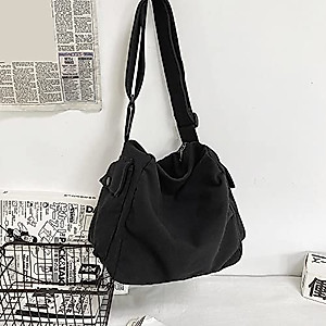 LIERWOI Canvas Messenger Bag Large Denim Crossbody Bag Hobo Bag with Multiple Pockets, Adjustable Shoulder Straps