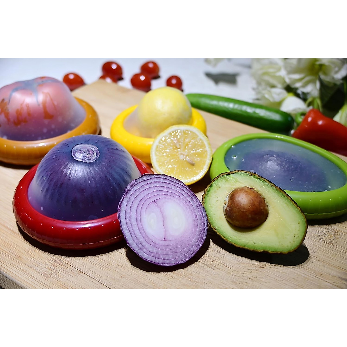 Wusdayer 4 Pcs Silicone Fruit Storage Box,Fruit Storage Containers for Fridge,Anti-Oxidation Storage Box,Silicone Fruit and Vegetable Storage Containers Set for Fridge Keep Fresh