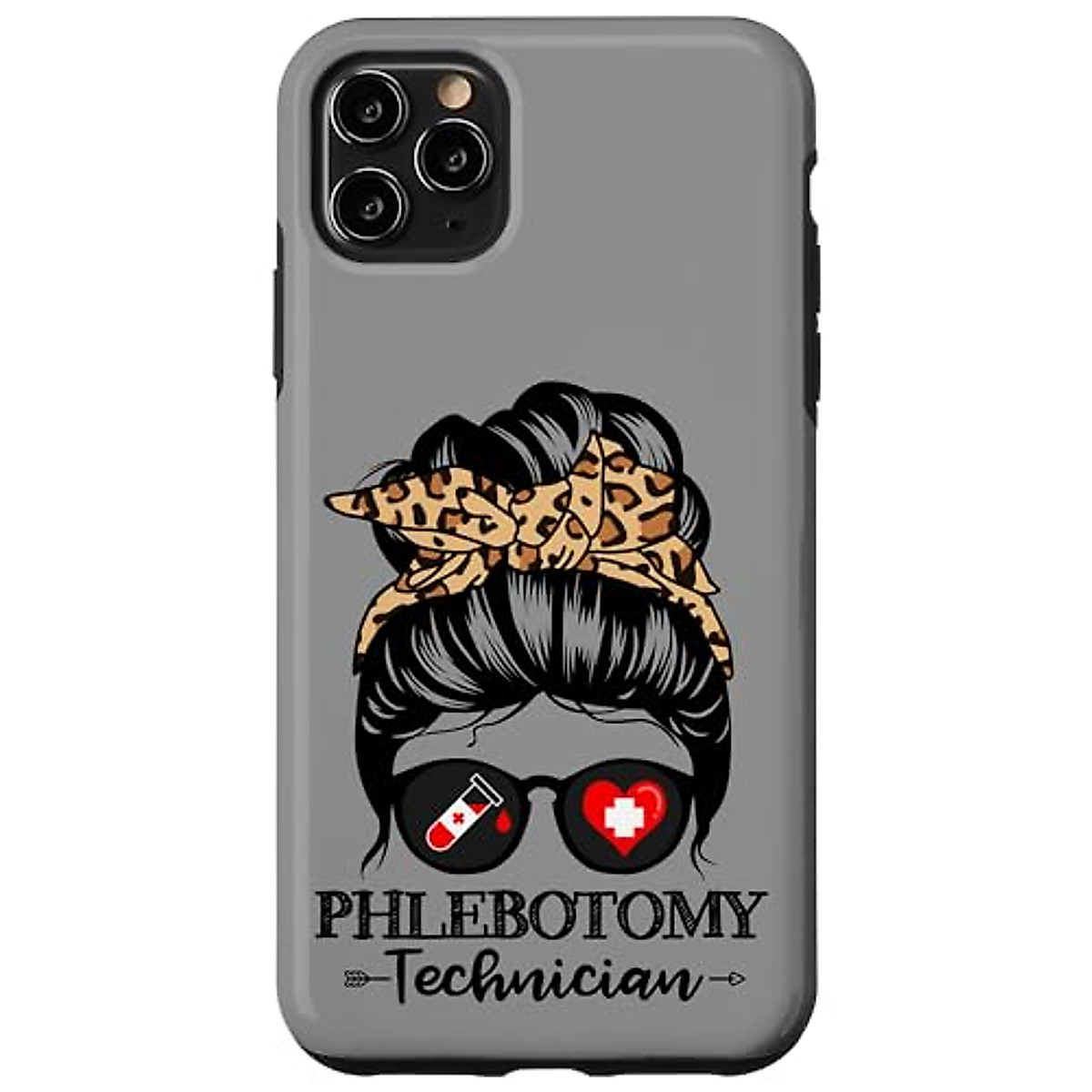 iPhone 11 Pro Max Phlebotomy Technician Messy Bun Hair Funny Phlebotomist Case