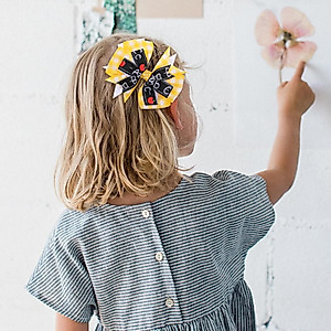 AsggBah 3pcs Back to School Pencil Bow Hair Clips Colorful Grosgrain Hairgrips Alligator Clips for First Day of School Toddler Kids Kindergarten Pupils Students Hair Accessories