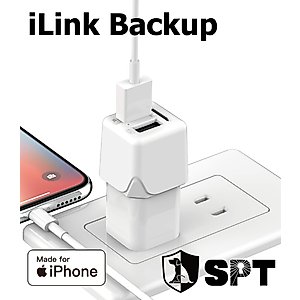 SPT iLink Backup Automatically Backup Photos and Videos While Charging of iPhone and iPad with iPhone Backup Storage and 256 bit Encryption 【SD Card and USB Not Included】