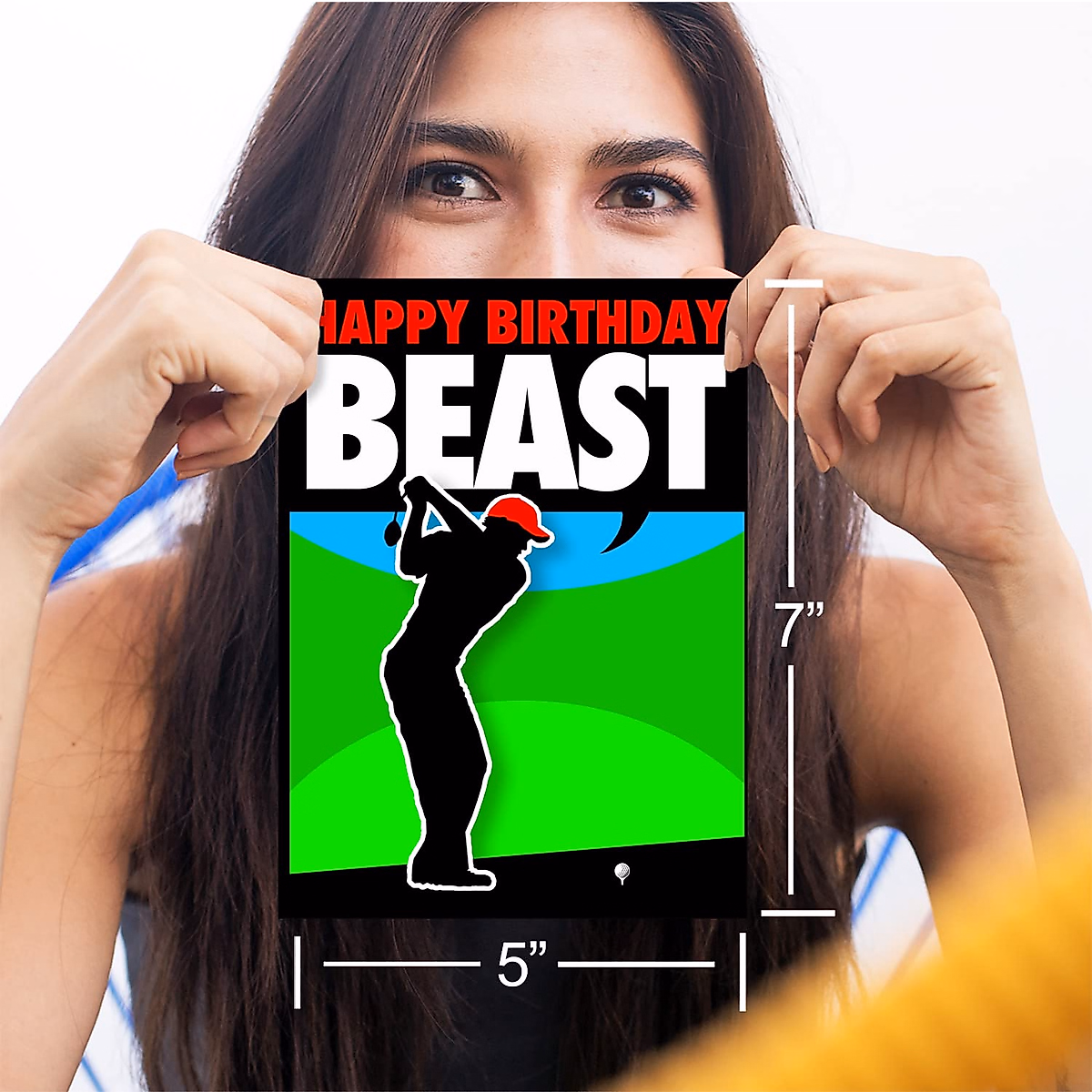 Play Strong Golf Beast Birthday Card 1-Pack (5x7) Golf Sports Birthday Cards Greeting Cards - Awesome for Golfers, Coaches and Fans Birthdays, Gifts and Parties!