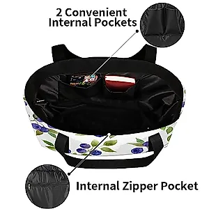 bisibuy Berries Tote Bag Tote Bag for Women Reusable Grocery Shopping Cloth Bags with Zipper Large Capacity Foldable Handbag Gym Bag for Gift Activity