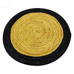 4' 5' 6' 7' 8' 9' 10' Round Jute Beige Black Border Hand Braided Jute Rug Area Rug Round Handmade, Natural Jute Boho Rug (11x11 Ft Jute Round Rug)
