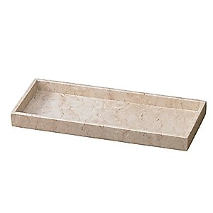 Creative Home Natural Champagne Marble Vanity Tray Towel Tray Bathroom Countertop Organize Tray, 6.5" L x 16.5" W x 1.5" H, Champagne (Beige)