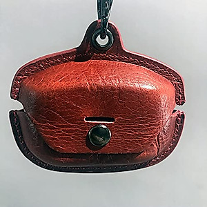 Genuine Leather Case Compatible with Sony WF-1000XM4 True Wireless Earphone Protective Case Crazy Horse Leather Cover with Leather Lanyard (Red)