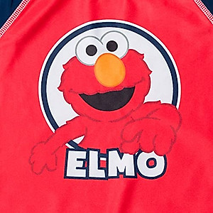 Sesame Street Elmo Infant Baby Boys Rash Guard and Swim Trunks Outfit Set Red 12 Months