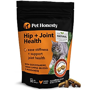 Pet Honesty Cat Hip & Joint Health Chews - Glucosamine for Cats, Cat Joint Support Supplement, Cat Health Supplies & Hip Support, Cat Vitamins for Indoor Cats & Outdoor Cats - Chicken (30-Day Supply)