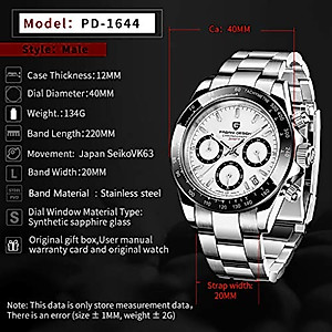 Pagani Design Daytona Homage Men's Quartz Watches Japan Movement Ceramic Bezel Stainless Steel Band Screw-in Crown Waterproof Sport Chronograph Watch