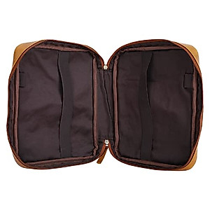 Elizo Genuine Real Leather Bible Cover with Zipper, Bible Case for Women Bible Cover for Men Medium, Bible Bag Book Cover Bible Holder Bookmark Religious Christian Gifts Carrying Case, Savanna