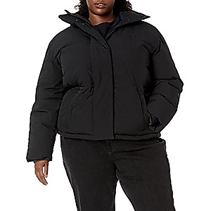 Amazon Essentials Women's Short Waisted Puffer Jacket (Available in Plus Size), Black, X-Small