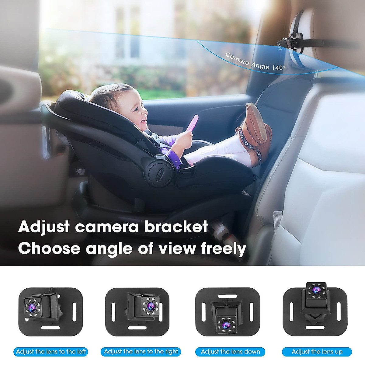Baby Car Mirror Baby Car Camera 4.3'' HD Baby Car Monitor Baby Mirror for Car Seat Rear Facing with IR light Night Vision Wide View Angle Infant Travel Safety Kit Car Seat Mirror
