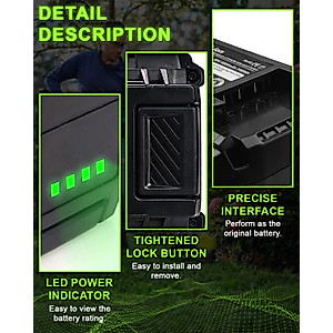 OP4026 6000mAh Replacement Battery Compatible with Ryobi 40V Lithium Battery OP4050A OP40601 OP4026A OP4040 OP4030 OP4050 OP4015 OP40261 OP40201 OP40301 OP40401 Cordless Power Tools(Green-2Pack)