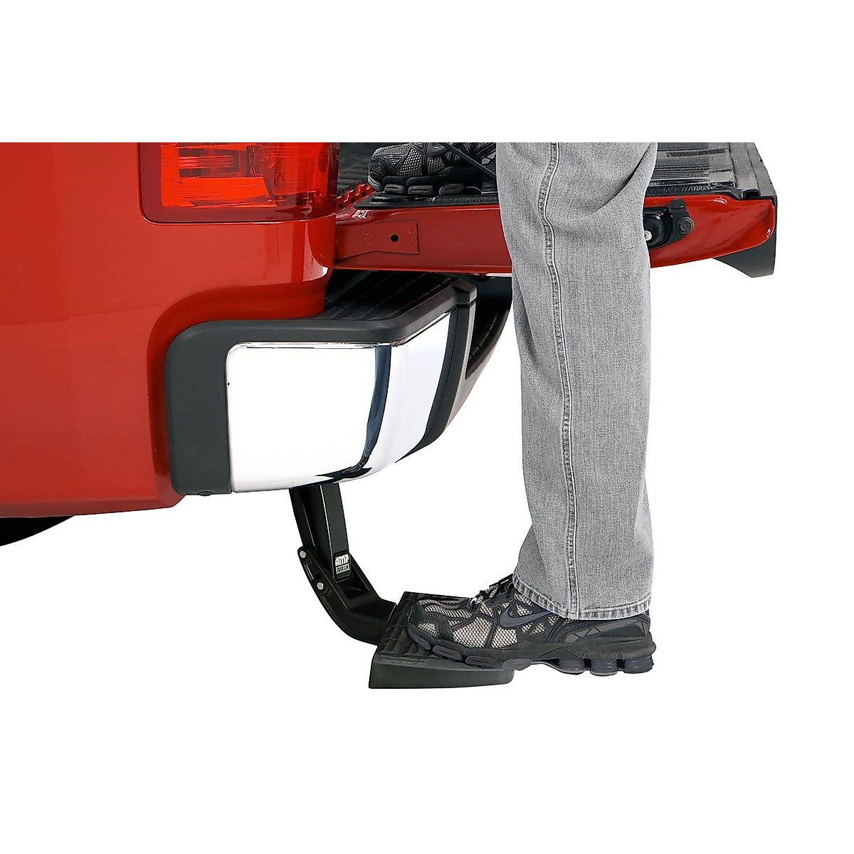 AMP Research 75306-01A BedStep Retractable Bumper Step for 2009-2018 Ram 1500, 2010-2018 Ram 2500/3500 (Excludes Dual Exhaust & EcoDiesel Models),Black