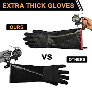 BBQ Grill Gloves/Oven Mitts Heat Resistant - 14 Inch 1472℉ Barbecue Gloves Heat Proof for Men & Women - Smoker Gloves for Grilling - Waterproof/Fireproof/Oil Resistant