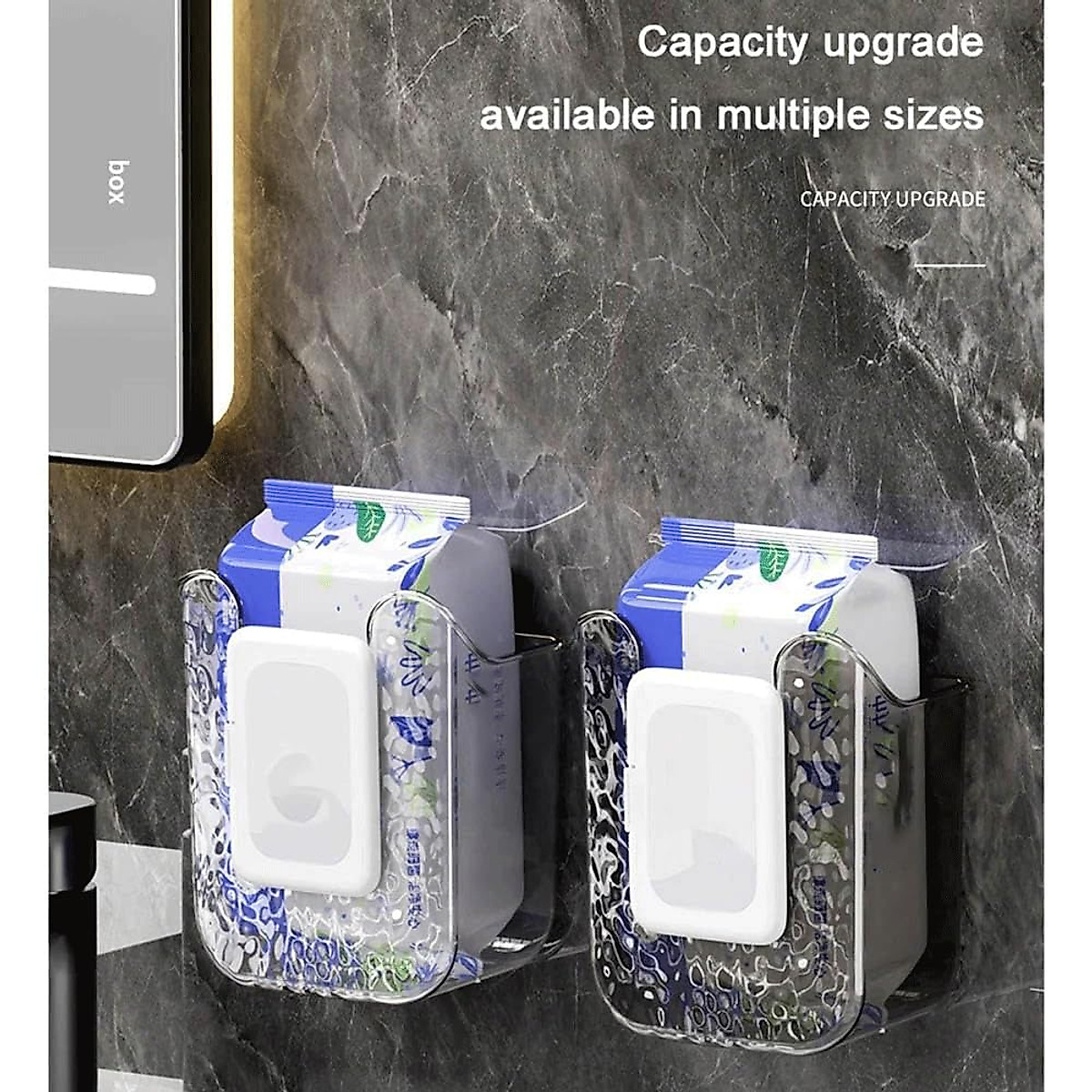 Kitchen Wipes Storage Box-No Punching Design,Wipes Dispenser, Flushable Wipes Holder for Bathroom, Refillable Wipes Container Box,Wipes Case Holder Keeps Wipes Fresh, Non-Slip (grey-2pcs)