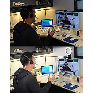 Video Conference Lighting,6.3" Selfie Ring Light with Clamp Mount for Video Conferencing,Webcam Light with 3 Light Modes&10 Level Dimmable for Laptop/PC Monitor/Desk/Bed/Office/Makeup/YouTube/TIK Tok