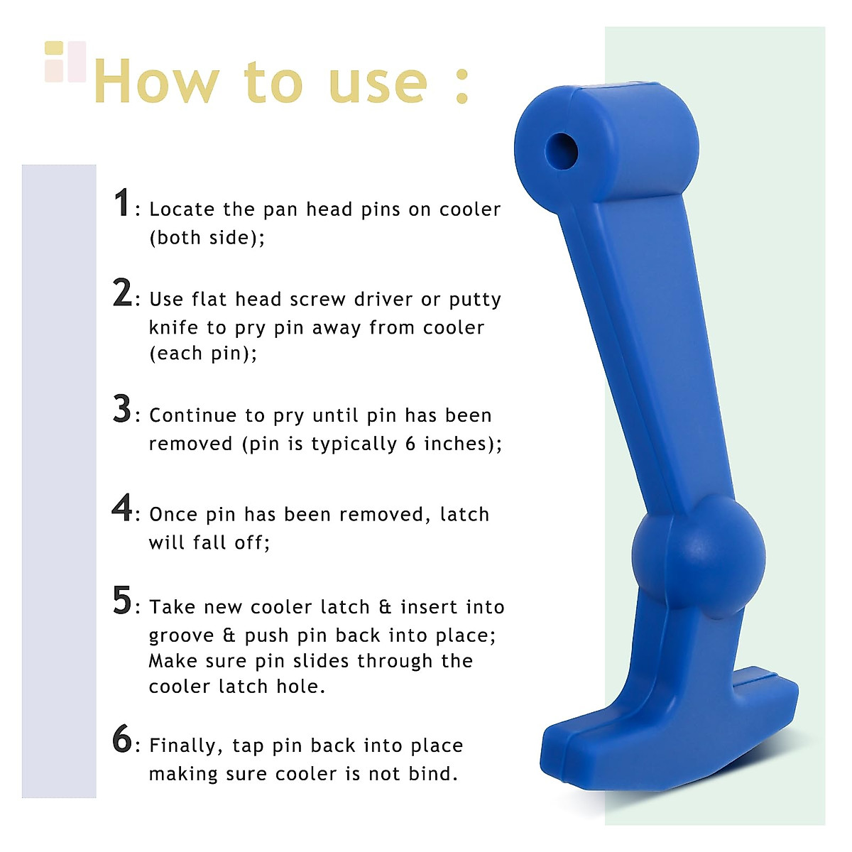 Blue Cooler Latches Replacement for Yeti, RTIC, Lid Latch Parts Compatible with Yeti Coolers T-Latches Made of Premium Hard Durable Rubber (2 Pack)