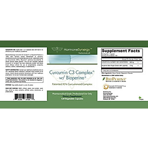 Curcumin C3 Complex ® with BioPerine ® | Ultra HIGH Potency | 120 ea. | Each 500 mg Capsule Features a 100% Pure Turmeric Extract standardized to Curcuminoids (95%) Trademarked and Patented