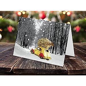 Christmas Cards, Holiday Cards - One Jade Lane - Delivering Warmth, 5x7, Heavy Stock, Set of 18 Cards & Envelopes, Seasons Greetings Cards.