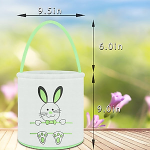 Doxrmuru Easter Basket for Kids Easter Bunny Basket Easter Gift Bags Eggs Hunt Bag Boys Girls Easter Tote Bag Easter Decorations (Green)
