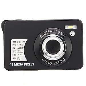 2.7Inch Screen Digital Camera, 48MP Image 2.7K Video Resolution 16X Digital Zoom Built in Fill Light, Face Recognition Digital Camera for Children