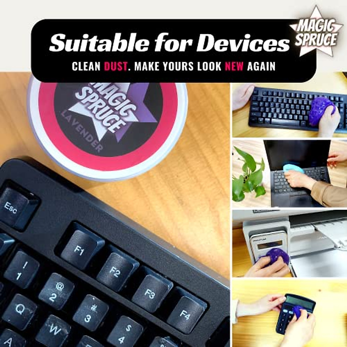 FINOCLAY Car Detailing Kit Gel for Car Interior Dashboard Cleaner Products, Non-Water Dust Remover Scented Freshner, Upholstery Cleaning Putty, Pc Laptop Computer Cleaning Accessories Car Slime Kits