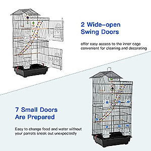 39-inch Roof Top Large Flight Parrot Bird Cage Accessories Medium Roof Top Large Flight cage Parakeet cage for Small Cockatiel Canary Parakeet Sun Parakeet Pet Toy