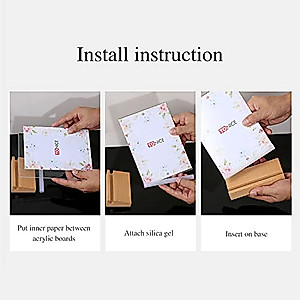 TONICE® 3 Pack 8.5x11 Acrylic Sign Holder L Shape Slant Back Design Clear Acrylic Frame Wood Base, Table Menu Display Stand, Flyer Display (Optional 8.5x11/5x7 Inch L/T Shape)