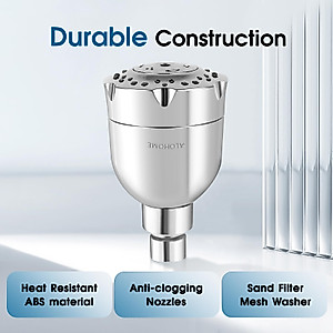 High Pressure Boosting Shower Head, ALOHOME 6 Powerful Spray Settings - Perfect for Low Water Pressure Homes, 3.6" Luxury Modern Chrome Finished Shower Head with 360° Adjustable Brass Ball Joint