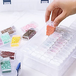 KANTANZE Diamond Painting Storage Boxes, 64 Grids Bead Storage Containers Box Plastic Organiser Case for Craft Bead Nail Screw Jewellery