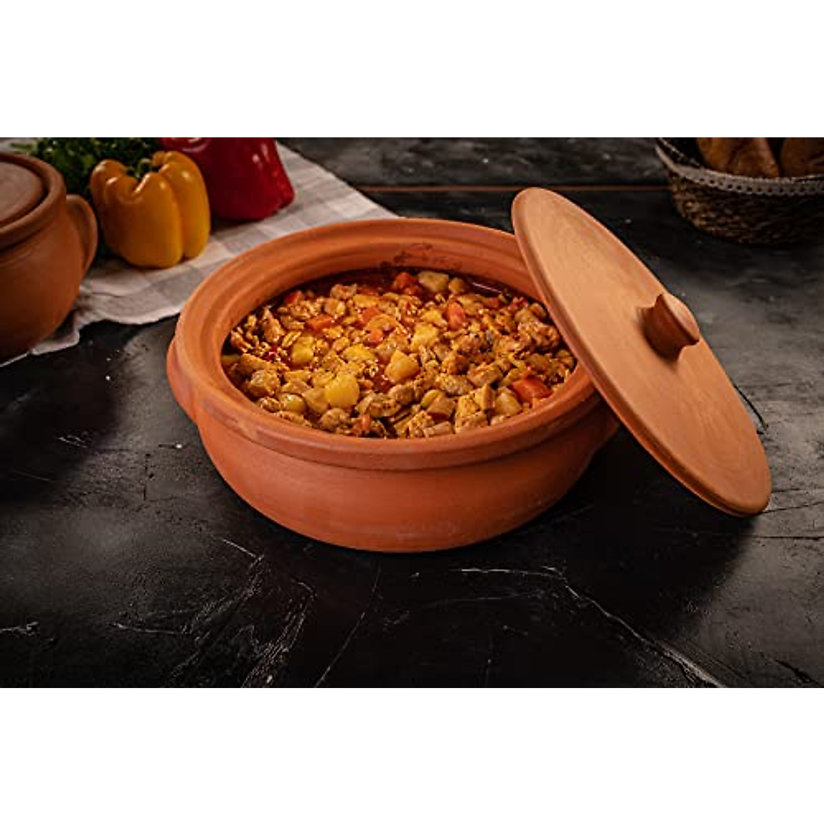 LUKSYOL Handmade Moroccan Clay Pots with Lids | Versatile Cookware Set for Authentic Cooking | Terracotta & Safe