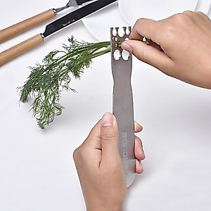 Stainless Steel Leaf Herb Stripper Tool, Loose Leaf Kale, Chard, Collard Greens Kale Razor and Kitchen Leaf Remover