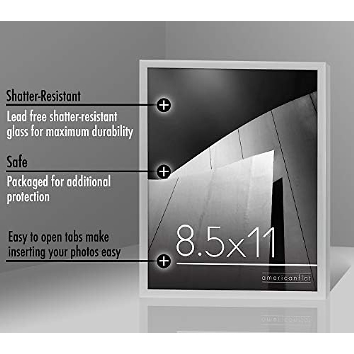 Americanflat 8.5x11 Picture Frame in Silver - Thin Border Frame with Shatter Resistant Glass - Horizontal and Vertical Formats for Wall and Tabletop