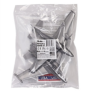 TimMee Prop Plane and Fighter Jet - 2pc Silver Gray Plastic Army Men Air Support