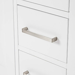 ARIEL 48" White Bathroom Vanity Base Cabinet, Single Sink Configuration, 2 Soft Closing Doors, 9 Full Extension Dovetail Drawers, Brushed Nickel