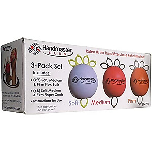 Handmaster Plus Physical Therapy Hand Exerciser - Forearm Exerciser with Stress Relief Ball - Hand Therapy Balls for Exercise, Training - Finger Exerciser & Strengthener - Soft Tension, Purple