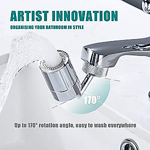 2PCS Universal Splash Filter Faucet 720°Rotatable Kitchen Faucet Anti-Splash 4-Layer Filter Oxygen-Enriched Foam Leakproof Faucet (Applicable Internal and External Thread 23-24mm)