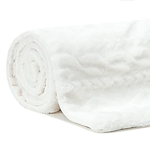 Chanasya Cable Knit Embossed Faux Fur Throw Blanket - Reverse Mink Modern, Comteporary, Elegant, Super Soft, Warm and Cozy for Bed, Couch, Living Room and Bedroom Home Décor (50x65 Inches) White