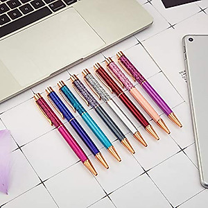 PASISIBICK Ballpoint Pens,Bling Dynamic Crystal Liquid Ballpens Black Ink for Office Supplies(12 Pcs)
