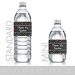 Thank You Teacher Water Bottle Labels - Teacher Appreciation - 24 Stickers
