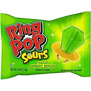 Ring Pop Sours Individually Wrapped Halloween Bulk Lollipop Variety Party Pack – 30 Count Lollipop Suckers W/ Assorted Flavors - Fun Candy For Halloween Candy Bowls, Parties & Trick Or Treating Bags