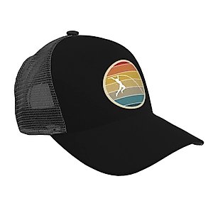 Retro Pole Vault Men's and Women's Mesh Hat Baseball Hat Sandwich Hat All Seasons Baseball Cap Black