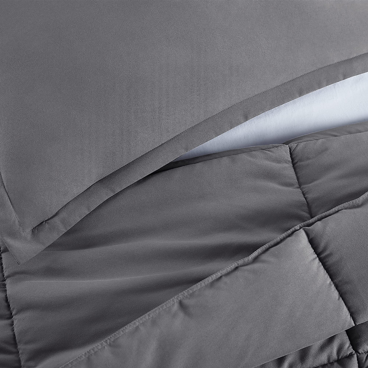 SERTA Simply Clean Ultra Soft Hypoallergenic Solid 3 Piece Comforter Set, King, Grey