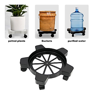 KOBSAINF 5 Gallon Bucket Dolly with 5 Smooth-Rolling Swivel Casters,75 lbs,No Tip or Spilling for 5 Gallon Bucket and Flowerpot,11" Inside Diameter，Black （2Pcs）