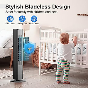 Cozzyben Cooling Tower Fan Standing Floor Fans Bladeless Portable Evaporative Air Cooler Ventless Ac Unit no Window for Room Bedroom Indoor Home