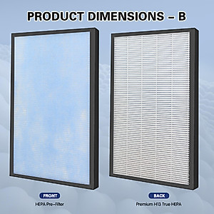 HSP001 Replacement Filter Set Compatible with HATHASPACE HSP001 Smart Air Cleaner Purifier, 4-in-2 HEPA Pre-Filter, H13 True HEPA, Cold Catalyst and Activated Carbon Filter