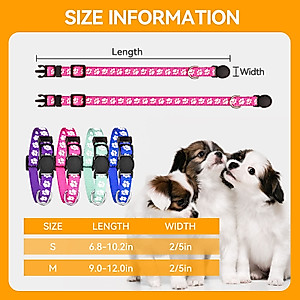 16 Pack Puppy Collars,Puppy Collars for Litter,Paw Print Safety Puppy Collars for Small Puppies,Nylon Breakaway Puppy ID Collars Whelping Collars Litter Collars Glow in The Dark(S)