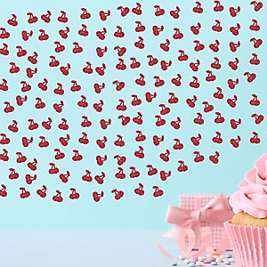 100pcs Cherry Confetti, Red Glitter Cherry Paper Scatter, Fruit Theme Party Table Decor, Cherry Smash Cake Decor, Cherry Confetti for Girl's Birthday/Baby Shower