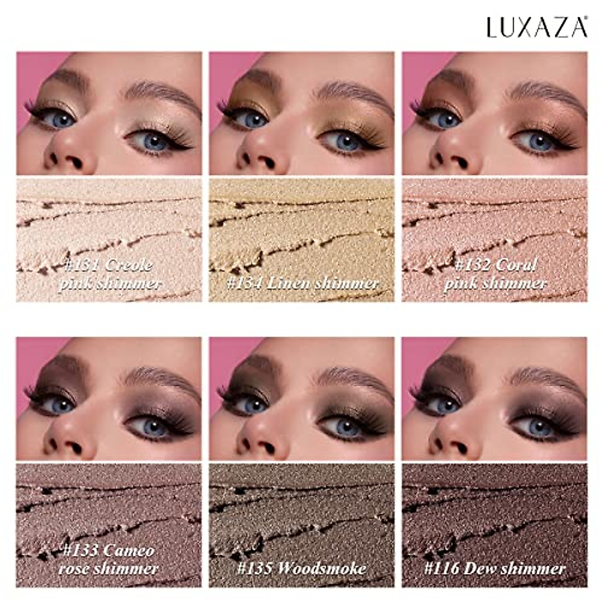 LUXAZA 6PCS Eyeshadow Stick Set,Shimmer Pearl Pink And Neutral Brown Metallic Eyeshadow Pencil Crayon Eye Brightener Makeup With Smudge Proof,Long Lasting Cream Eye Shadow And Eyeliner Pen Set